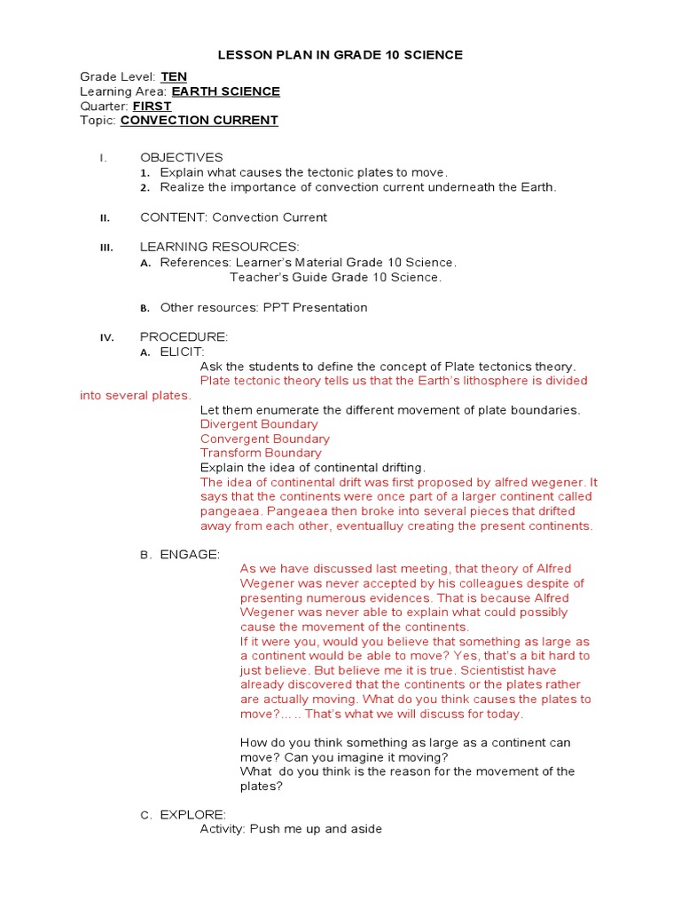 Lesson Plan Convection With Answers | PDF | Plate Tectonics | Geology