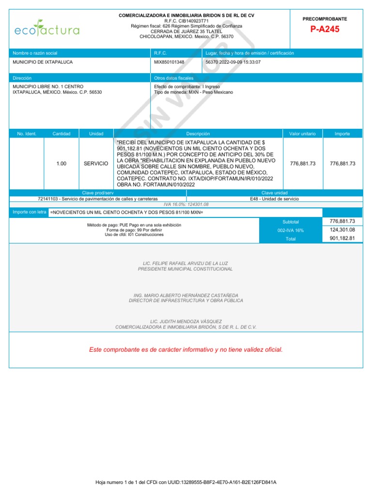 Ejemplo de Prefactura | PDF | México