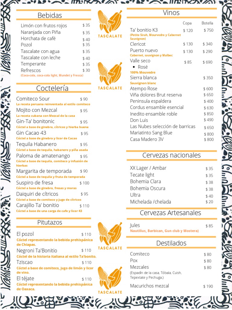 Menú de Bebidas | PDF | Bebidas Destiladas | Alcohol