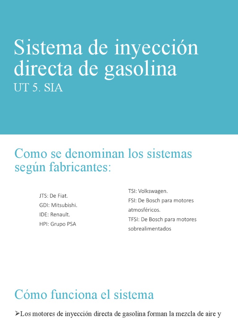 Sistema de Inyección Directa de Gasolina | PDF | Inyección de combustible | Motor de combustión ...