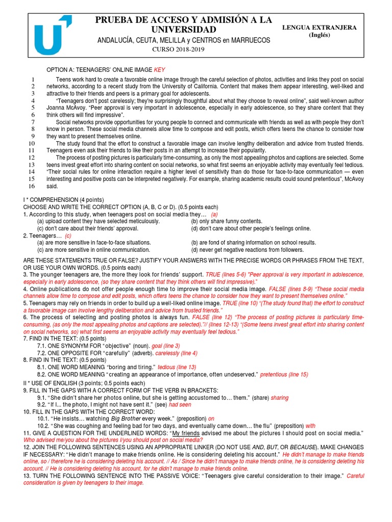 Lengua Extranjera II (Inglés) - Criterios de Corrección | PDF | Adolescence | Neil Armstrong
