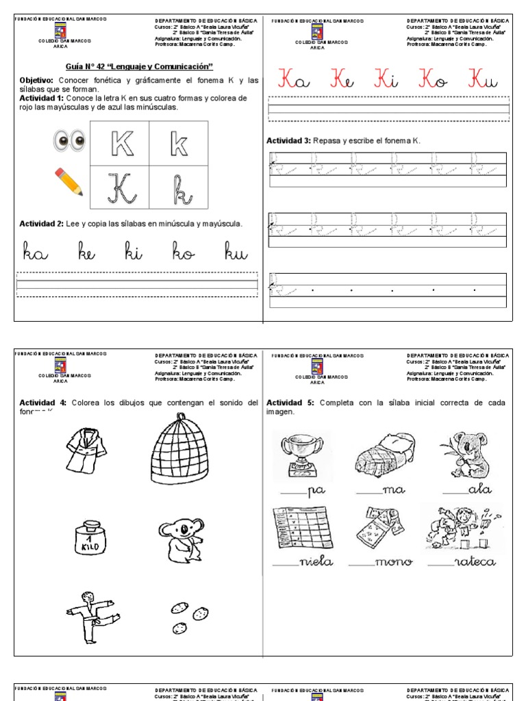 Guía Fonema K | PDF | Voz humana | Ortografía