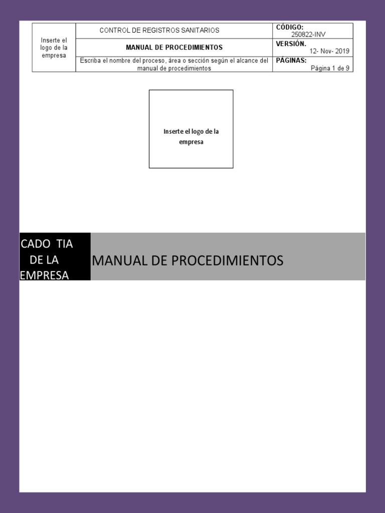 Plantilla Manual de Procedimientos Doc PDF Free | PDF | Business