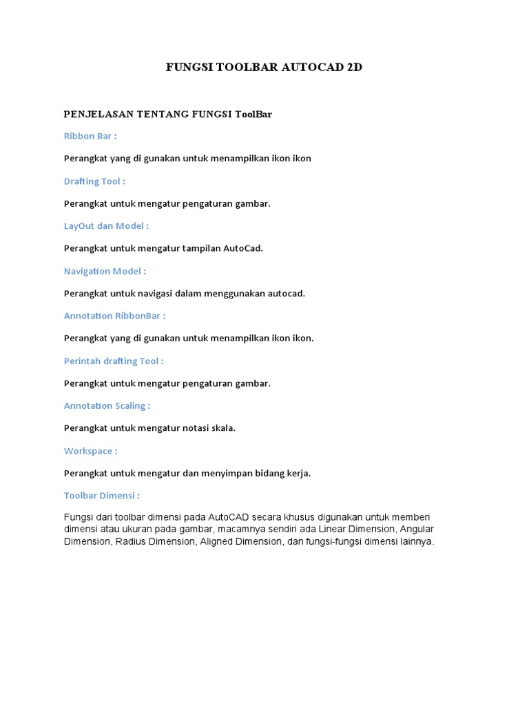 Fungsi Toolbar Autocad 2d Pdf