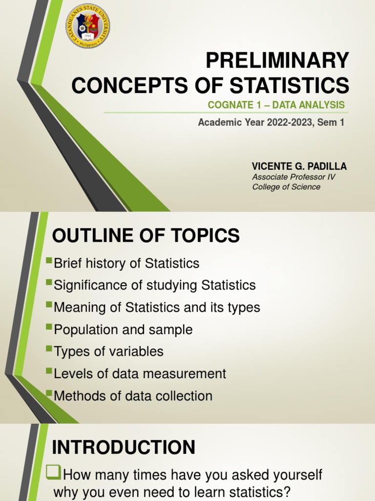Preliminary Concepts of Statistics Cognate 1 | PDF | Dependent And ...