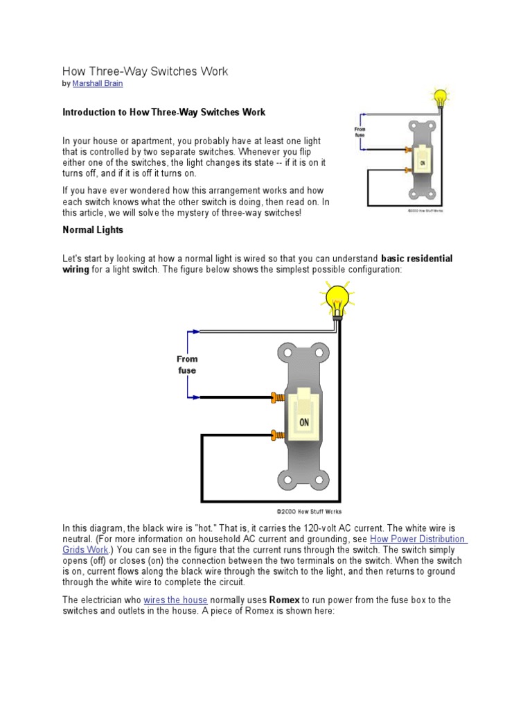 How Three-Way Switches Work | PDF | Switch | Electricity