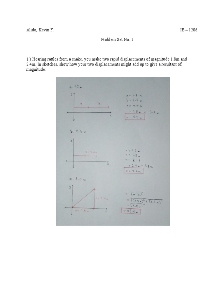 Problem Set 1: Solving Physics Problems Involving Vectors, Forces, and Equilibrium | PDF