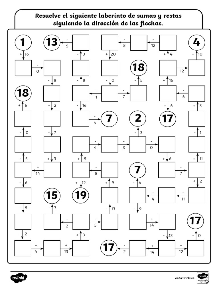 Es N 157 BW Fichas de Actividad Laberintos Matematicos Sumas y Restas ...