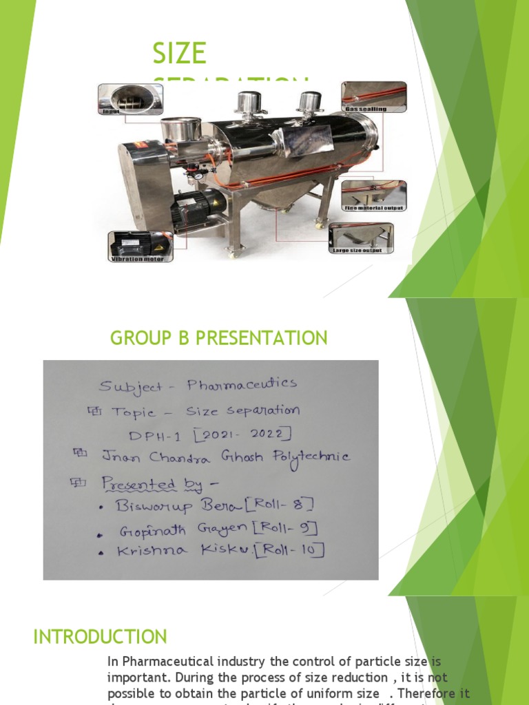 Size Separation | PDF | Mechanical Engineering | Applied And Interdisciplinary Physics