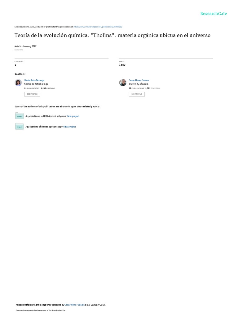 Teoria de La Evolucion Quimica Tholins Materia Org | PDF | Aminoácidos ...