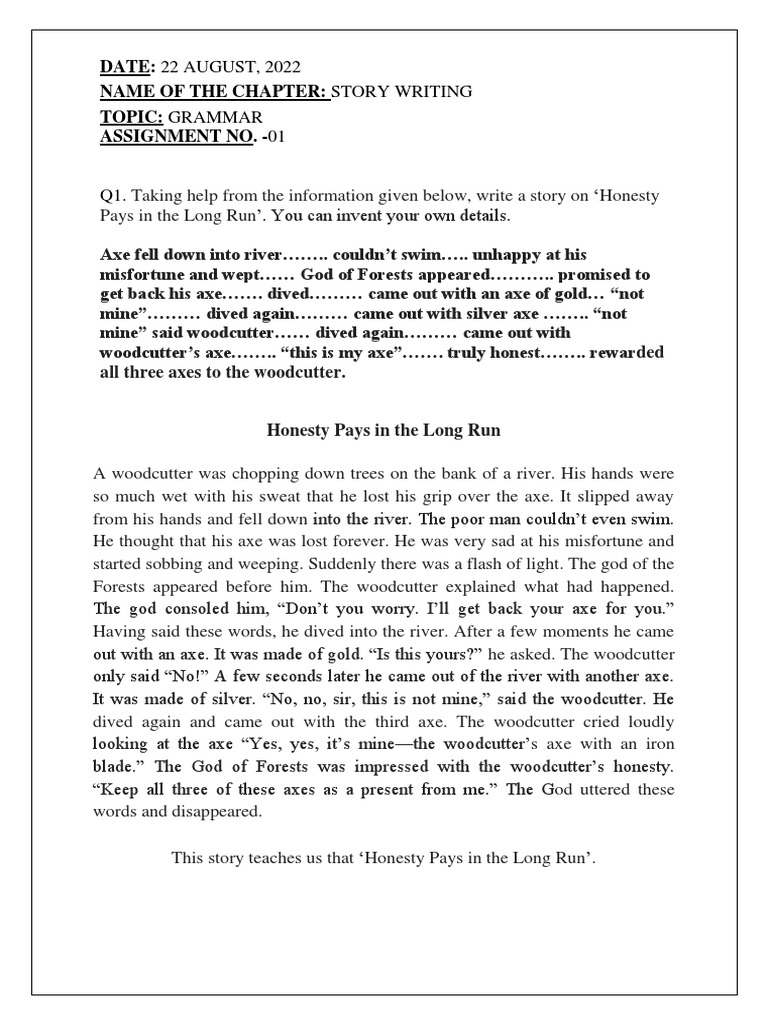 Class 6 Story Writing | PDF | Home & Garden