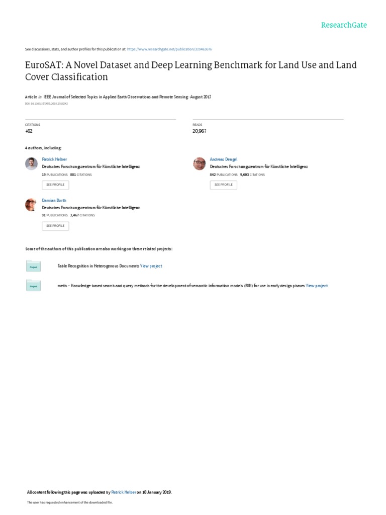 Eurosat Paper Pdf Satellite Imagery Machine Learning