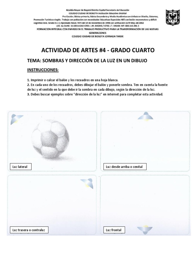 ACTIVIDAD DE ARTES #4 - Grado Cuarto | PDF | Métodos y materiales de ...