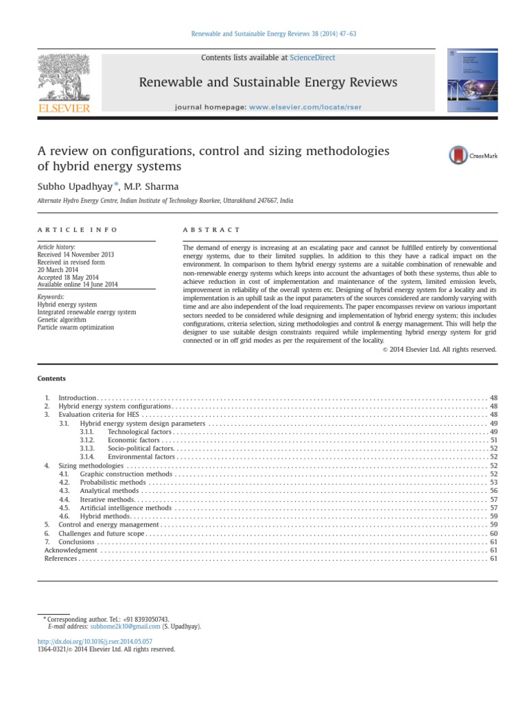 A Review On Configurations, Control and Sizing Methodologies of Hybrid ...