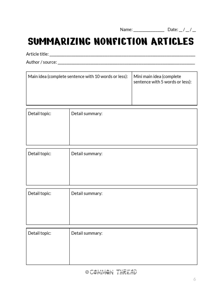Summarizing Nonfiction Articles | PDF | Computers