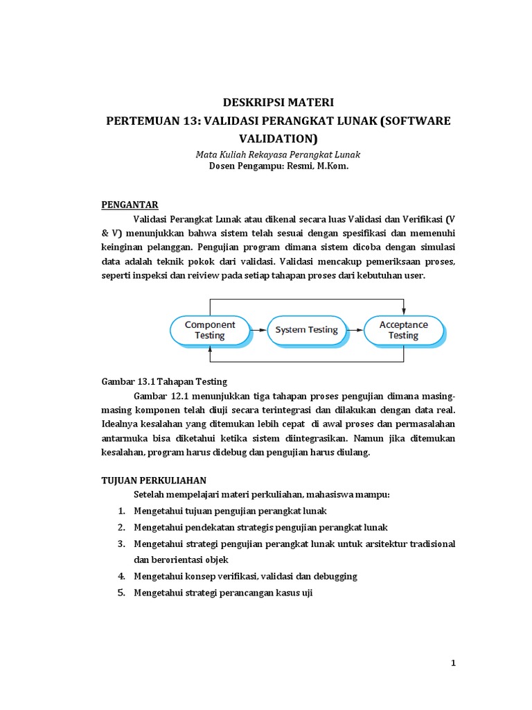 #13 Dan 14 Validasi Perangkat Lunak | PDF | Bisnis | Teknologi & Rekayasa