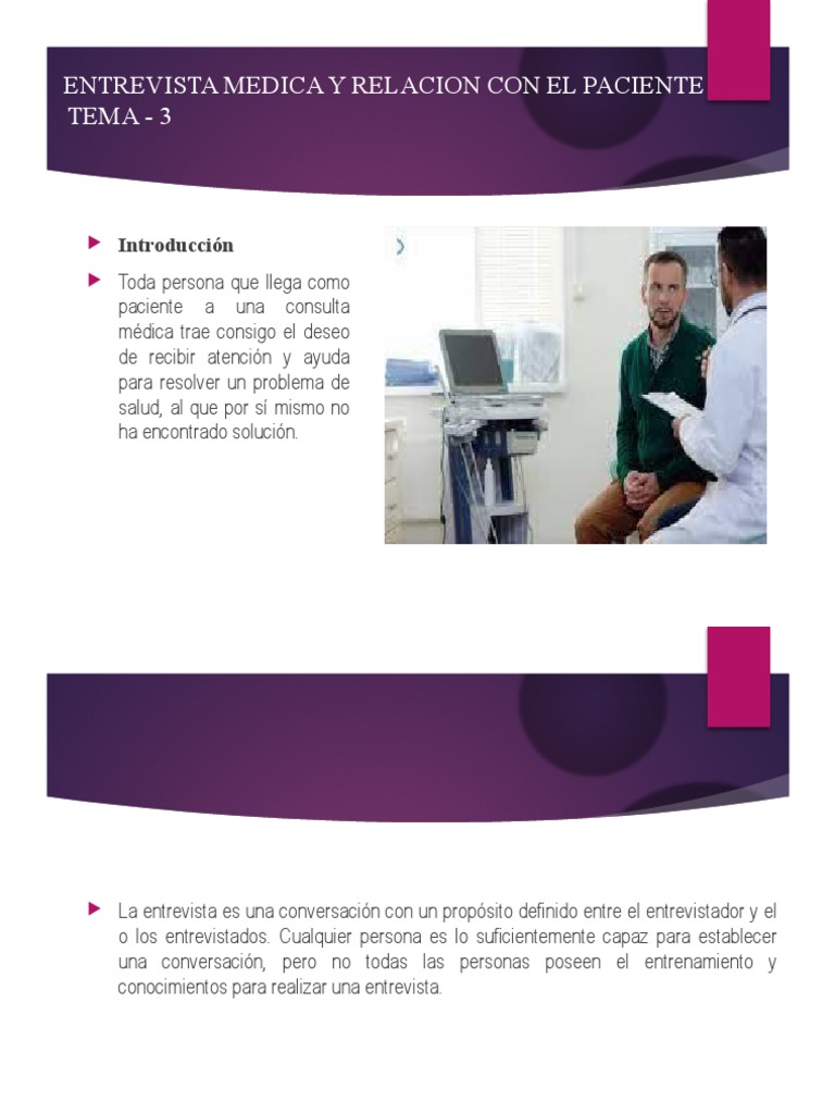 Semiologia Tema 3 Entrevista Medica y Relacion Con El Paciente Tema ...