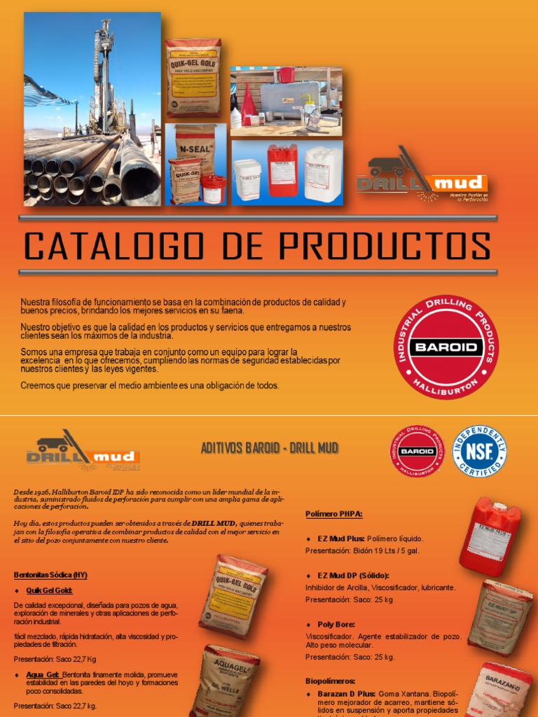 Catologo de Aditivos DM - Baroid | PDF | Filtración | Agua