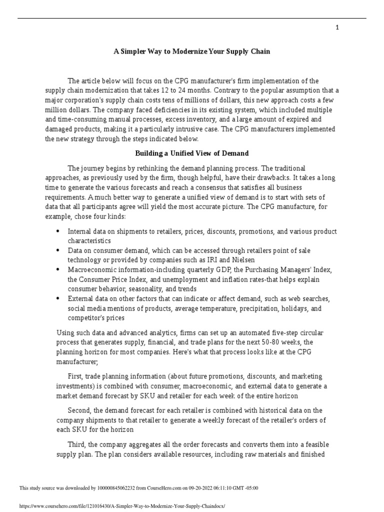 A Simpler Way To Modernize Your Supply Chain | PDF | Forecasting ...