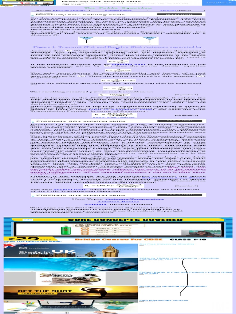Friis Equation - (Aka Friis Transmission Formula) | PDF | Antenna ...