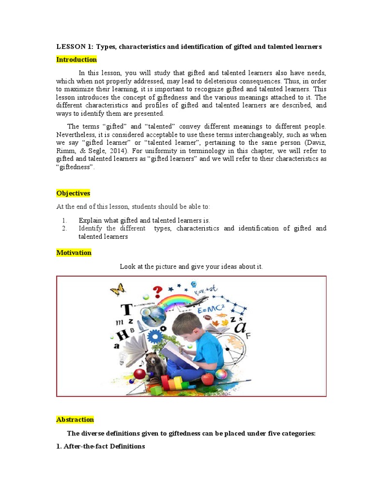 LESSON-1 (1) | PDF | Intellectual Giftedness | Learning