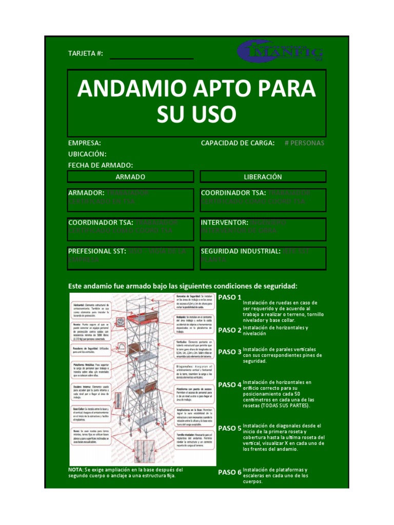 Tarjetas Identificación Andamios | PDF