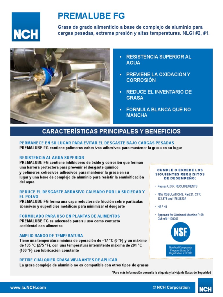 NCH - Lub - La - 4405,4505 - Premalube FG - 2021 | PDF | Aluminio ...