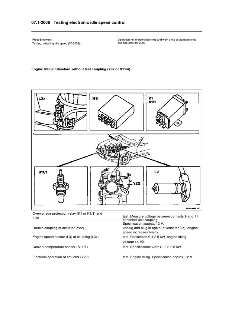 w124 Testing The Electronic Idle Speed Control Without Test Coupling ...
