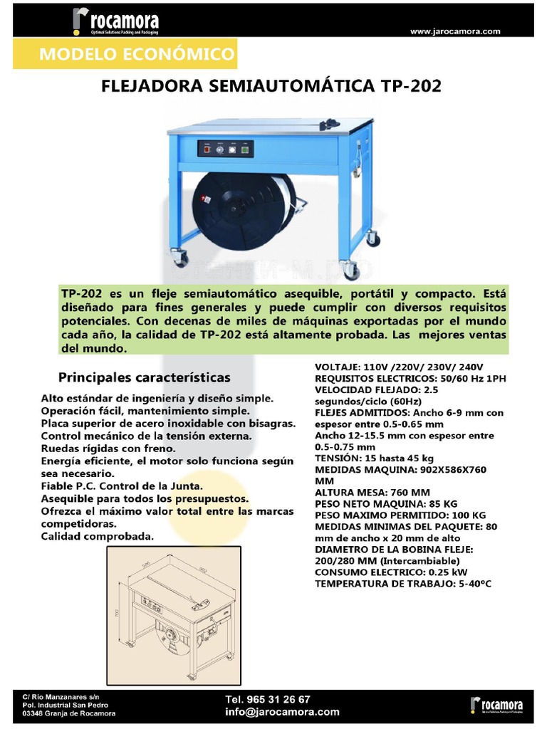 Flejadora TP 202 Semiauto Rocamora | PDF