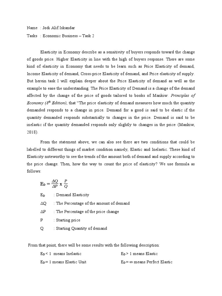 Elasticity Task | PDF | Elasticity (Economics) | Price Elasticity Of Demand