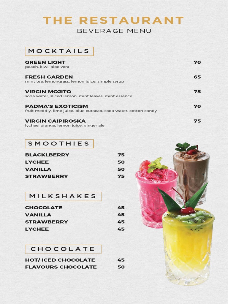 PHB Beverage Menu 6 Dec | Download Free PDF | Drink | Soft Drink