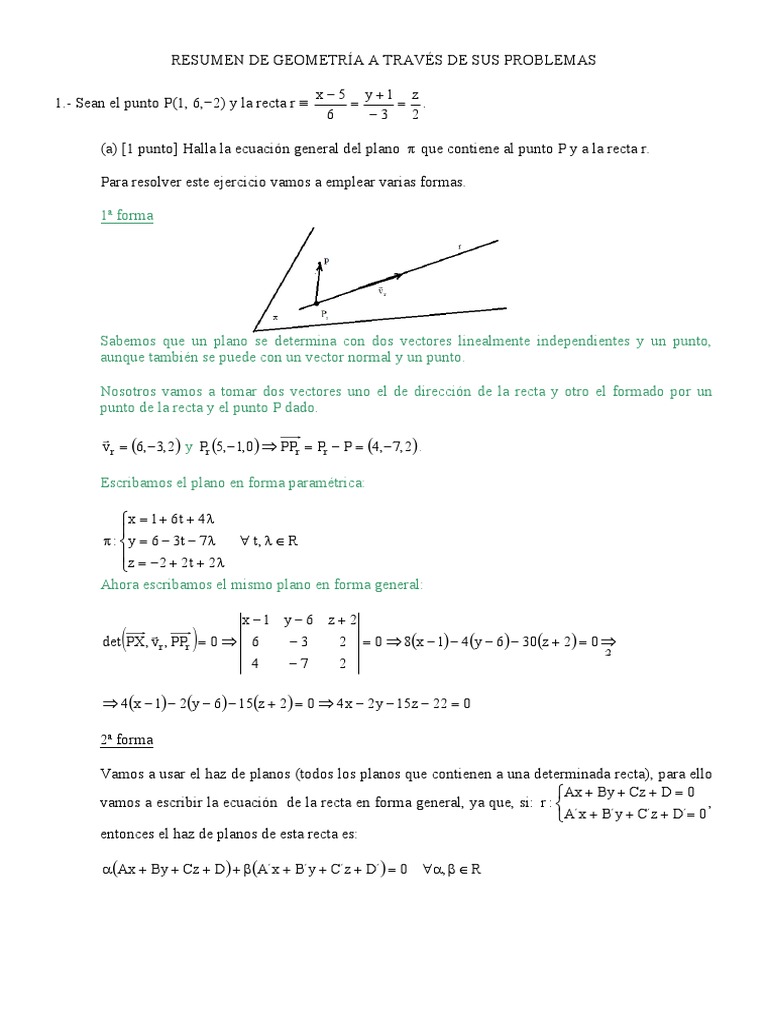 Esquema de Geometría A Través de Sus Problemas Selectividad | PDF ...