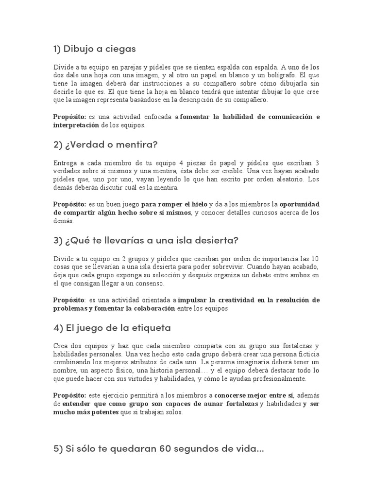 Actividades Team Building Pdf