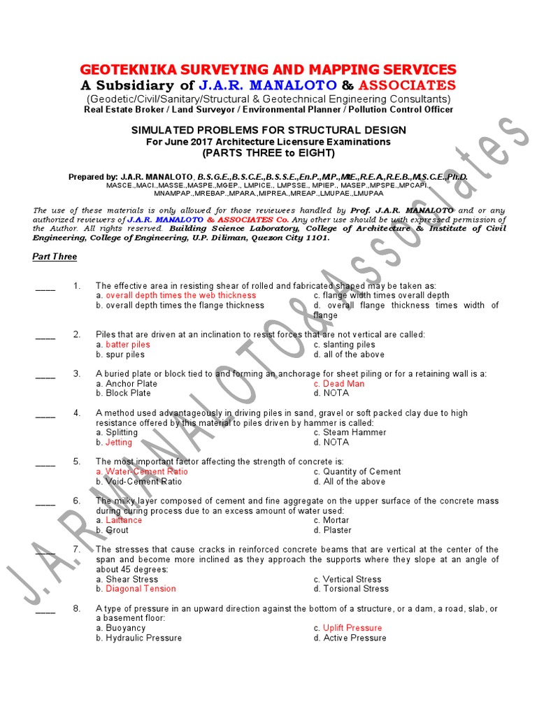Structural Design Review for Licensure | PDF | Concrete | Deep Foundation