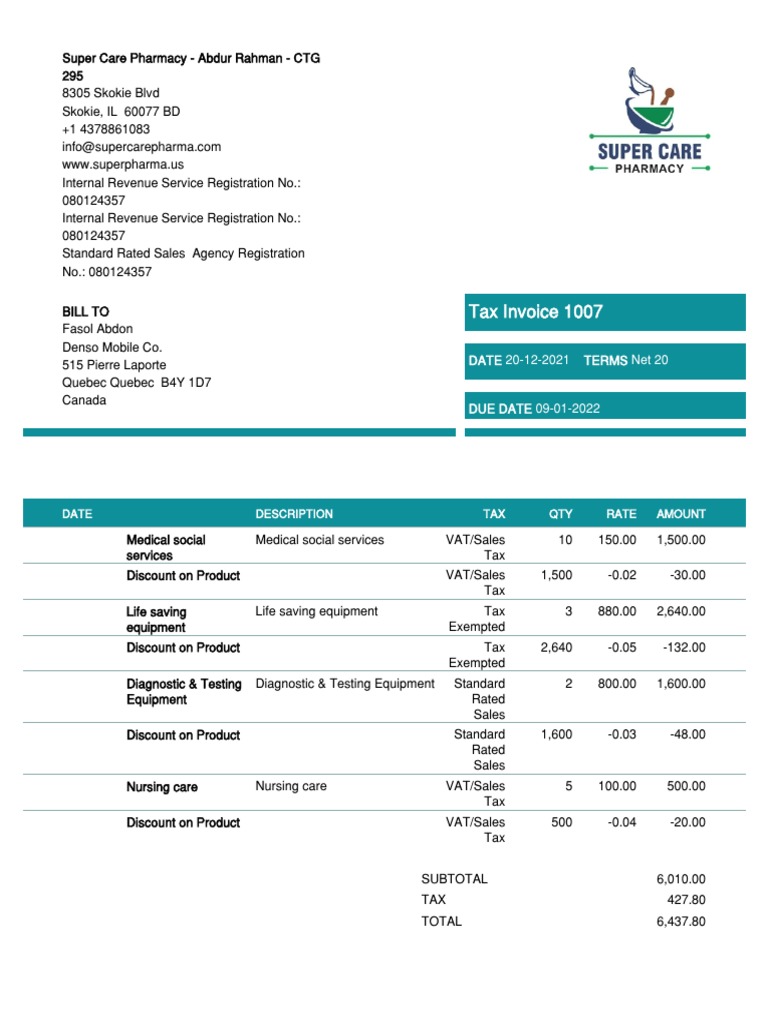 Fasol Abdon - Invoice 1007 | PDF | Value Added Tax | Taxes