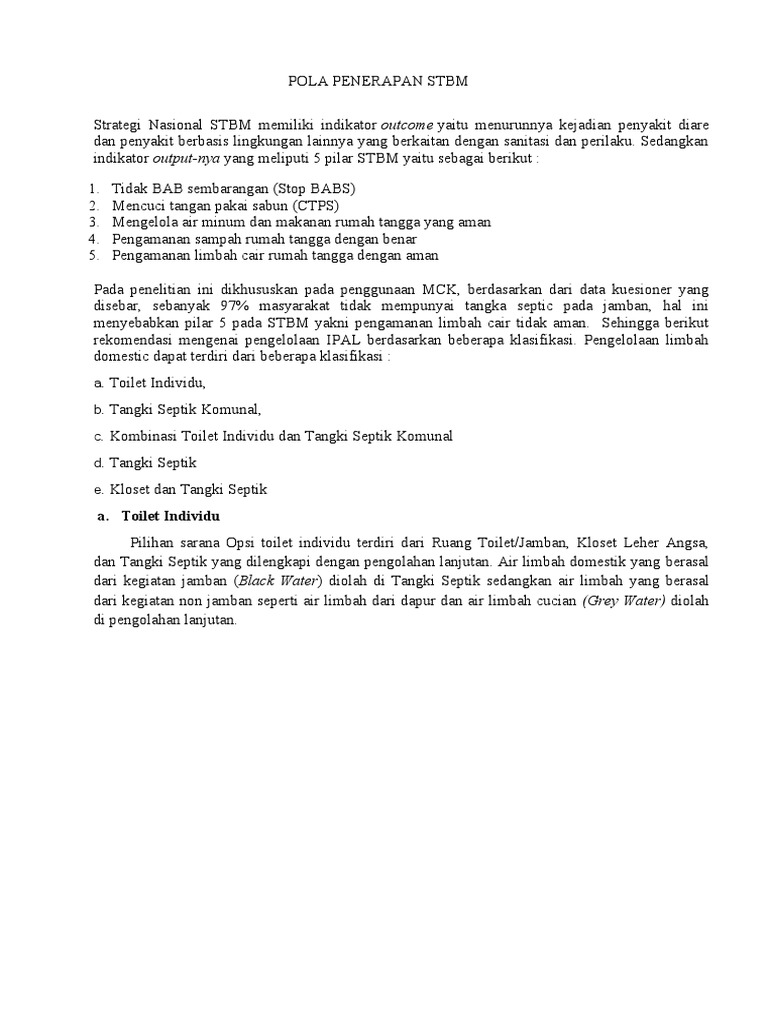 Pola Penerapan STBM | PDF | Teknologi & Rekayasa | Sains & Matematika
