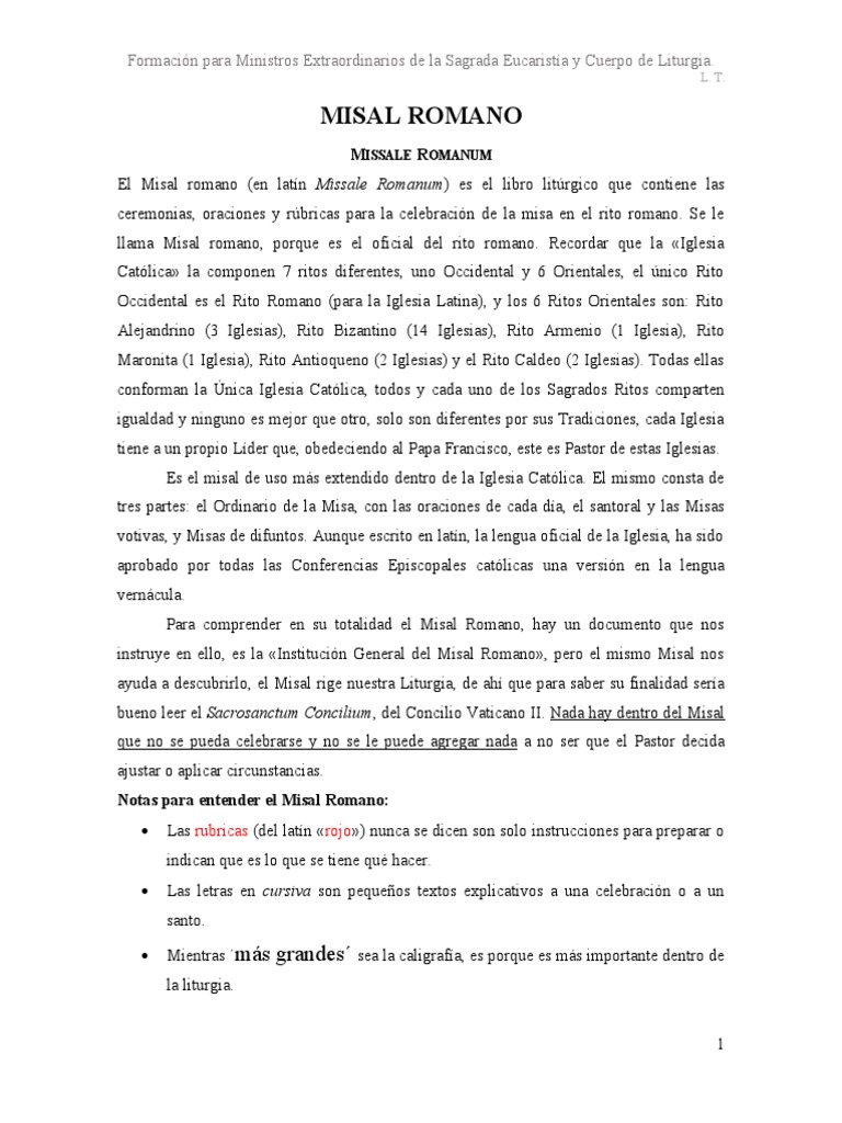 Misal Romano | PDF | Misa (liturgia) | Iglesia Católica