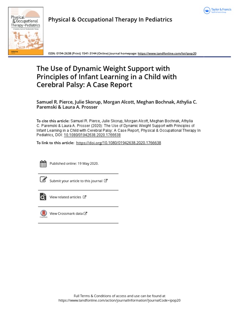 The Use of Dynamic Weight Support With Principles of Infant Learning in ...