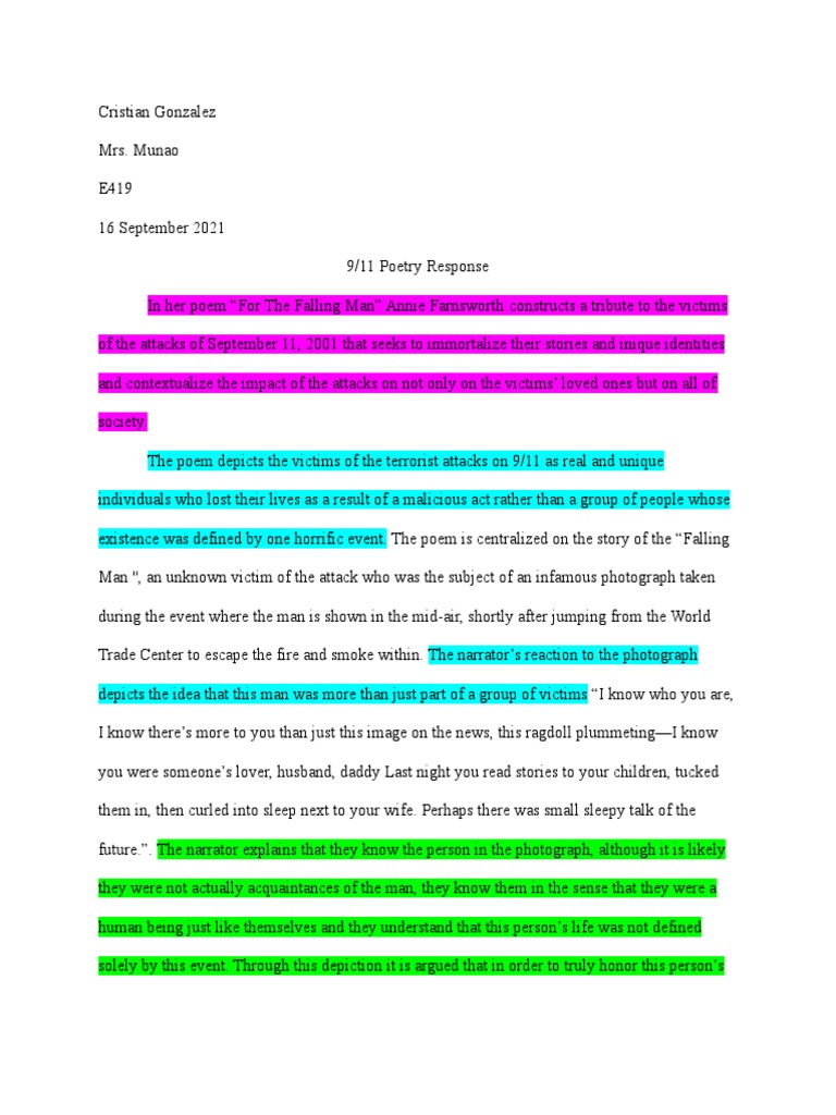 9 - 11 Poetry Response | PDF | Narration | Psychology