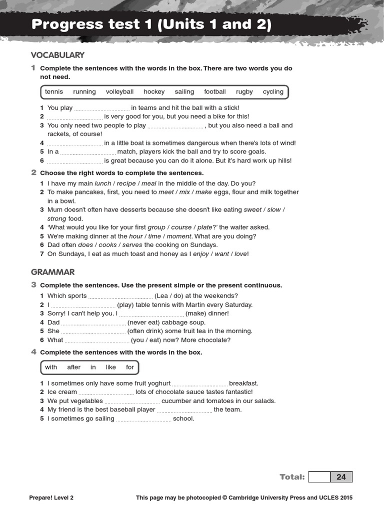 Prepare Level 2 Progress Tests x10 PDF | PDF | Meal