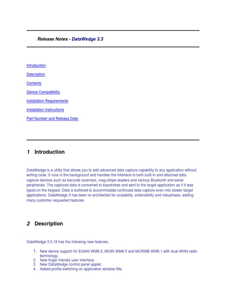 DataWedge Toolkit Version 3.3 Release Notes | PDF | Microsoft Windows ...