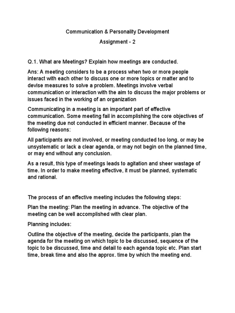 Communication and Personality Development Assignment - 2 | PDF | Leadership | Cognition