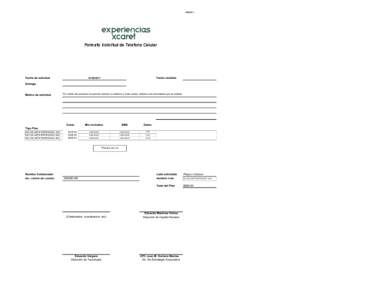 Formato Solicitud de Celular | PDF