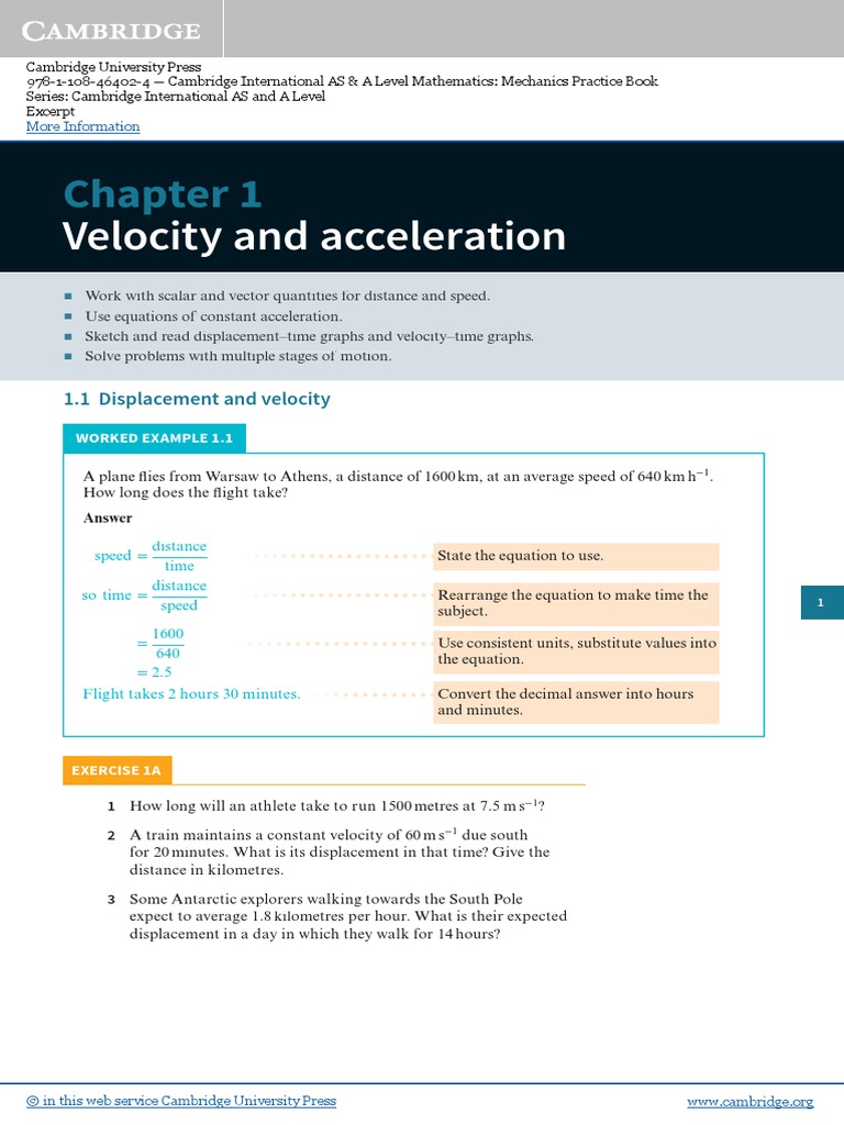 Cambridge International As A Level Mathematics Mechanics Practice Book ...