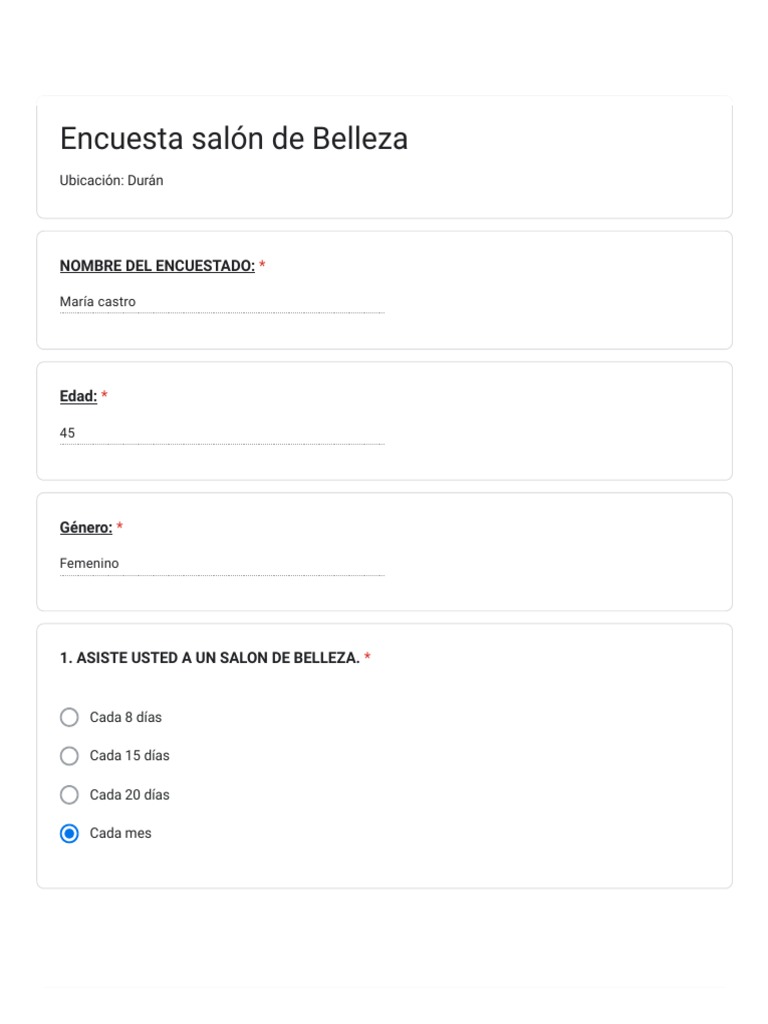 Encuesta Salón de Belleza | PDF