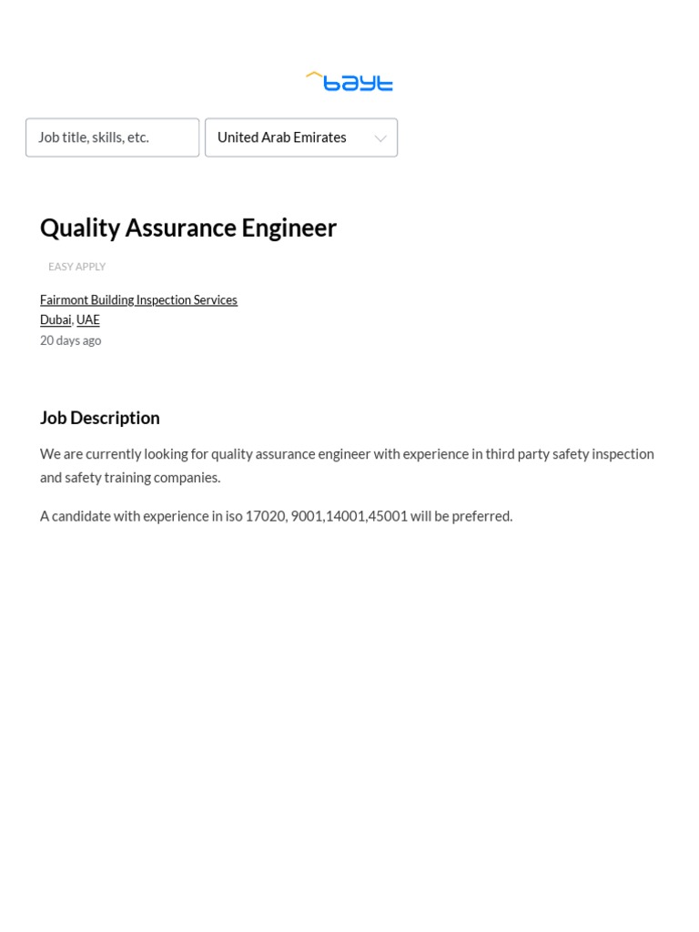 Quality Assurance Engineer at Fairmont Building Inspection Services ...