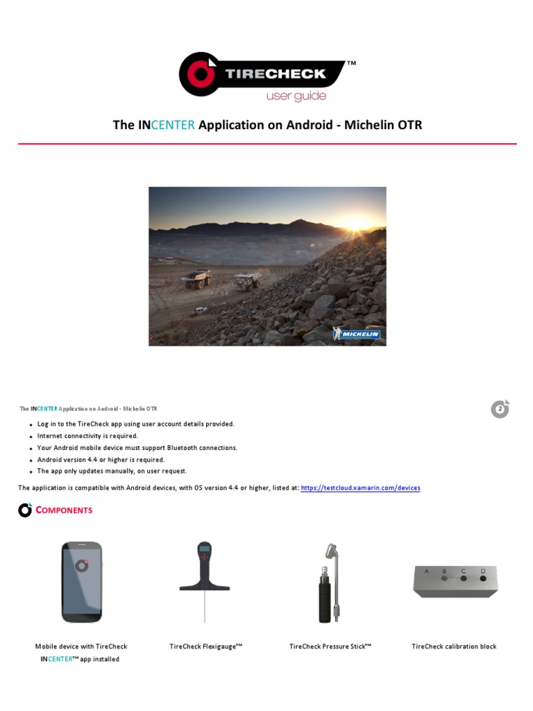 Michelin OTR UserGuide Android INCENTER | PDF | Android (Operating System) | Mobile App