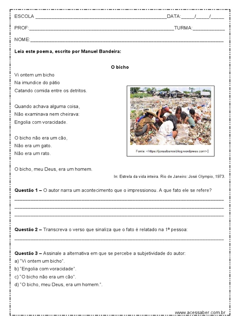 O bicho de Manuel Bandeira | PDF
