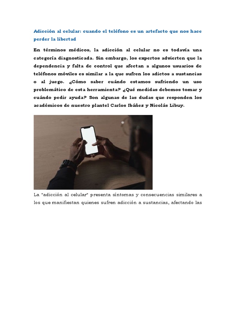Adicción Al Celular | PDF | Teléfonos móviles | Enfermedades y trastornos