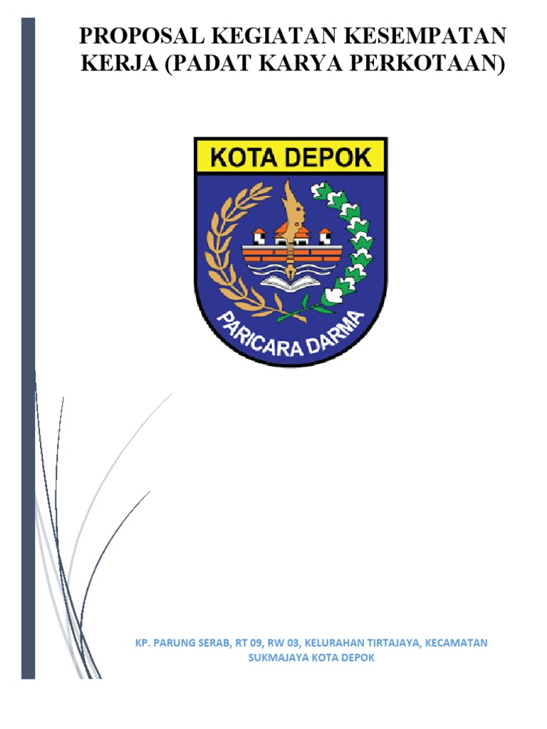 Proposal Padat Karya Perkotaan, Tirtajaya, Sukmajaya, 2022 11 | PDF